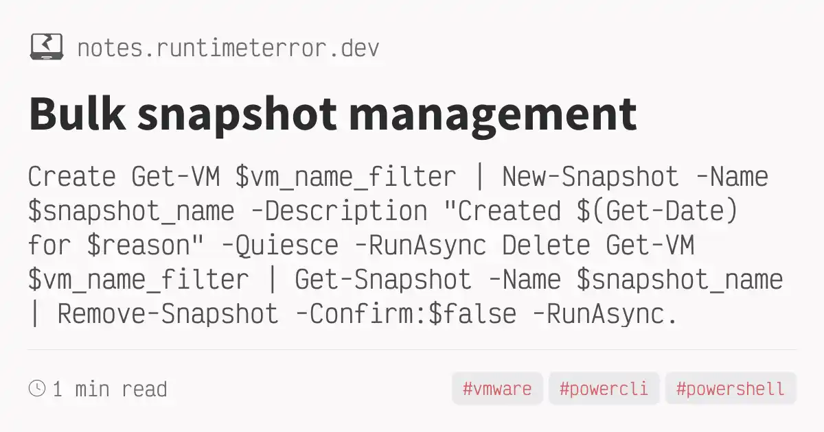 Bulk snapshot management