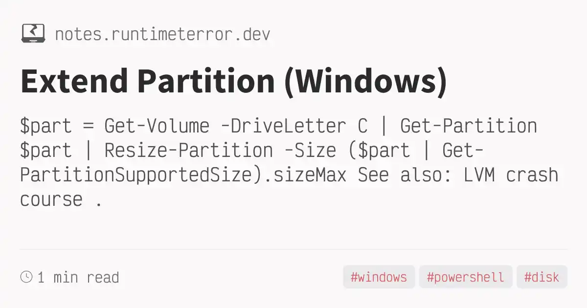 Extend Partition Windows