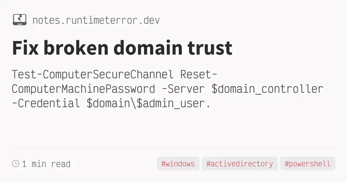 Fix broken domain trust