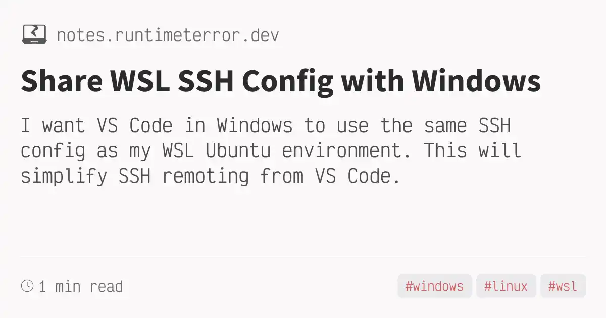 Share WSL SSH Config with Windows
